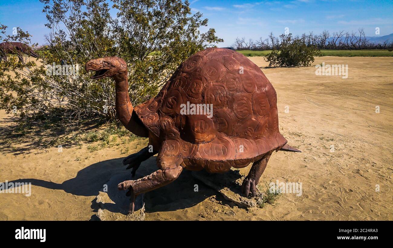 California, USA, March 2019, metal Tortoise sculpture by the artist ...