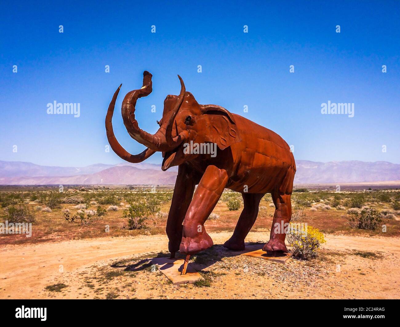 California, USA, March 2019, metal elephant sculpture by the artist ...