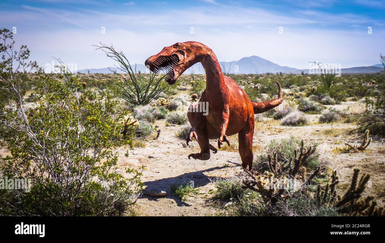 California, USA, March 2019, metal T. rex sculpture by the artist ...