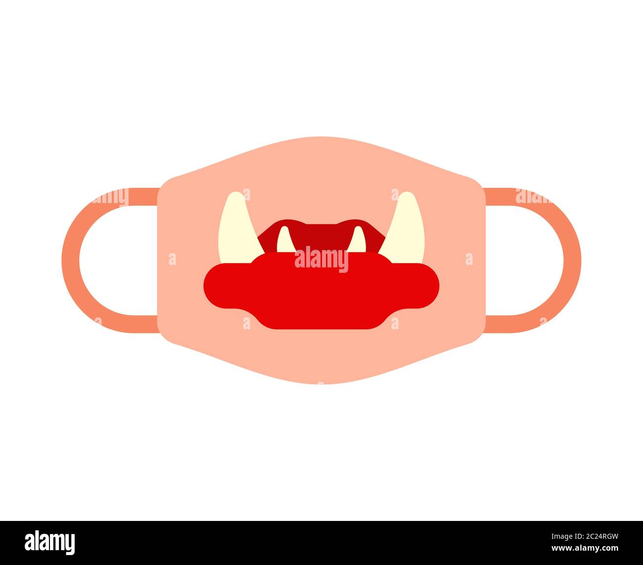 Protective mask template with vampire mouth. Coronavirus protection ...