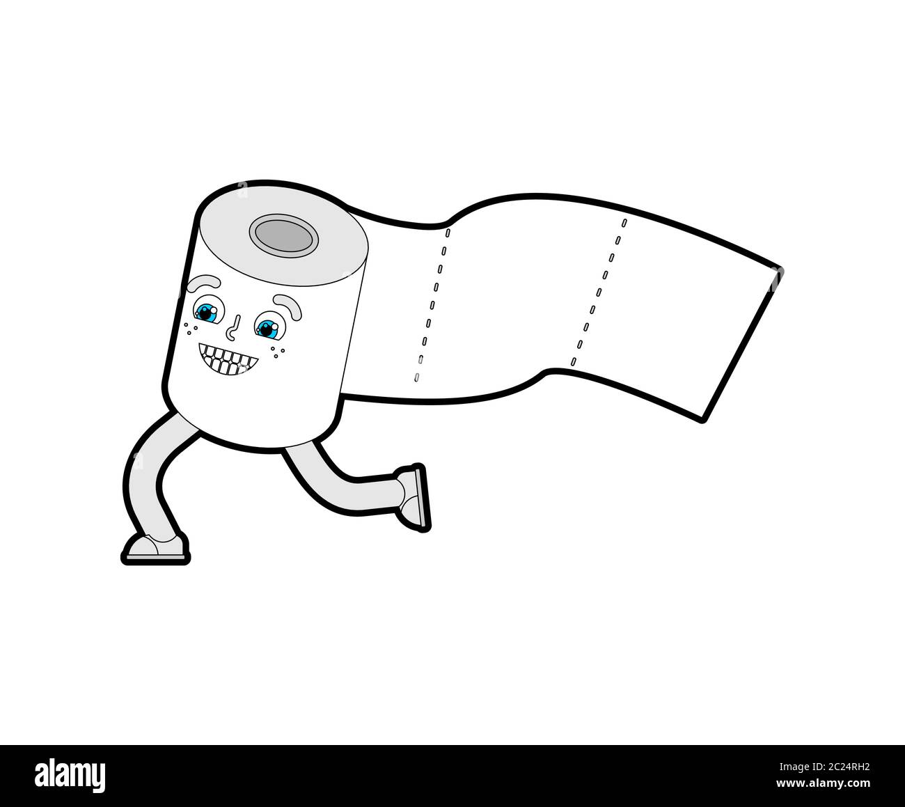 Toilet roll cartoon run isolated. toilet paper vector illustration ...