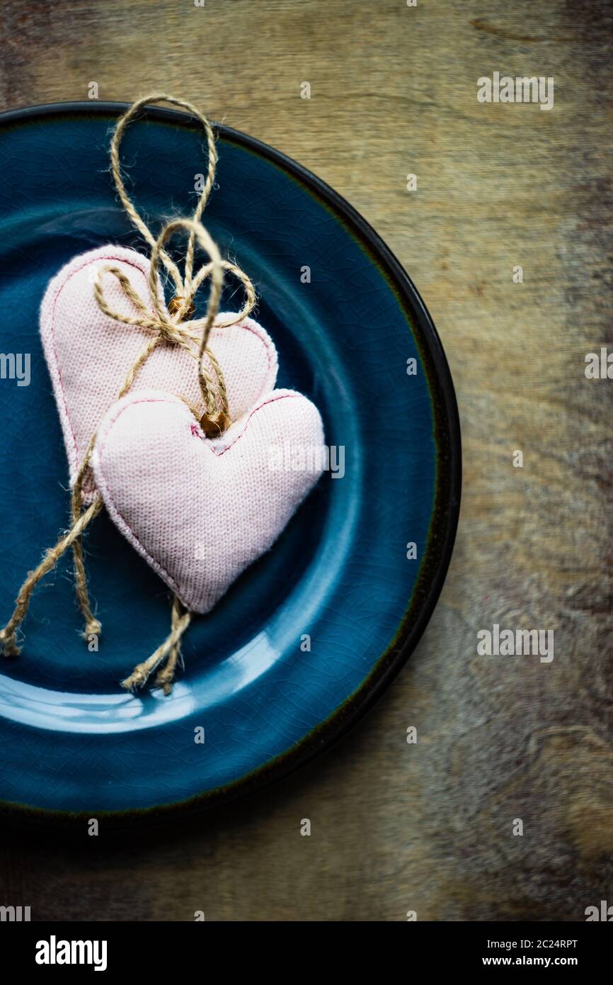 Table setting with hearts Stock Photo - Alamy