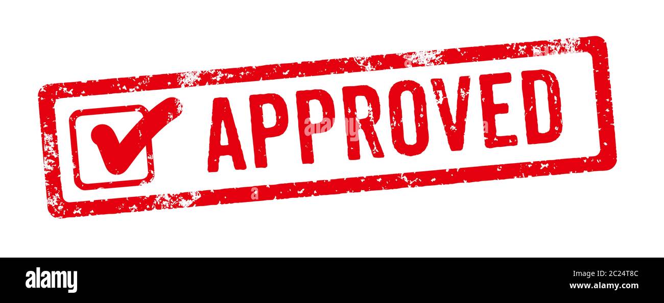 A red stamp on a white background - Approved Stock Photo - Alamy