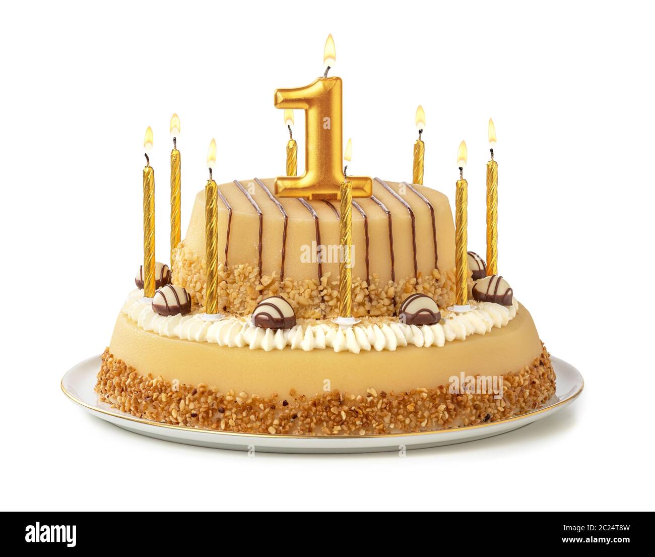 Birthday cake food number 1 candle Cut Out Stock Images & Pictures - Alamy