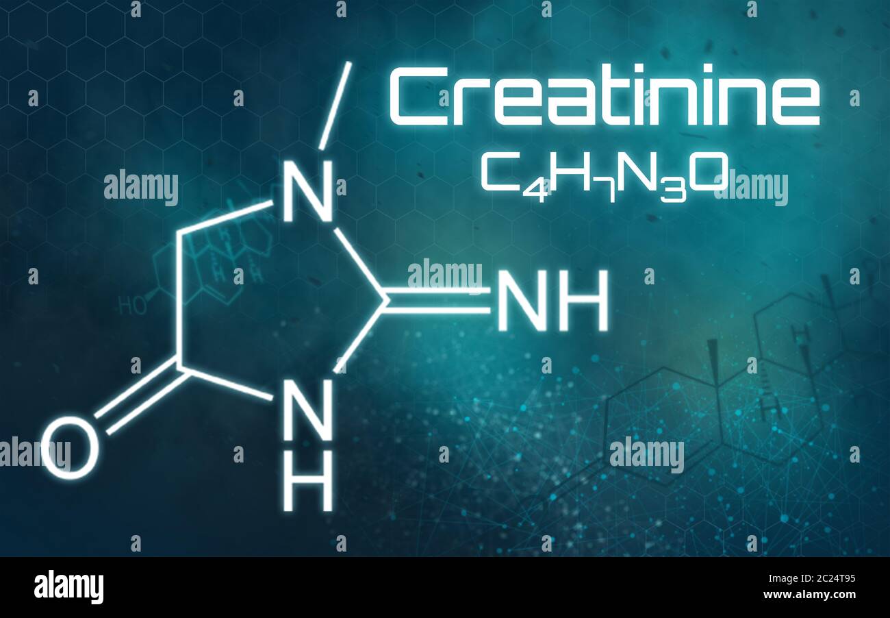 Chemical formula of Creatinine on a futuristic background Stock Photo ...