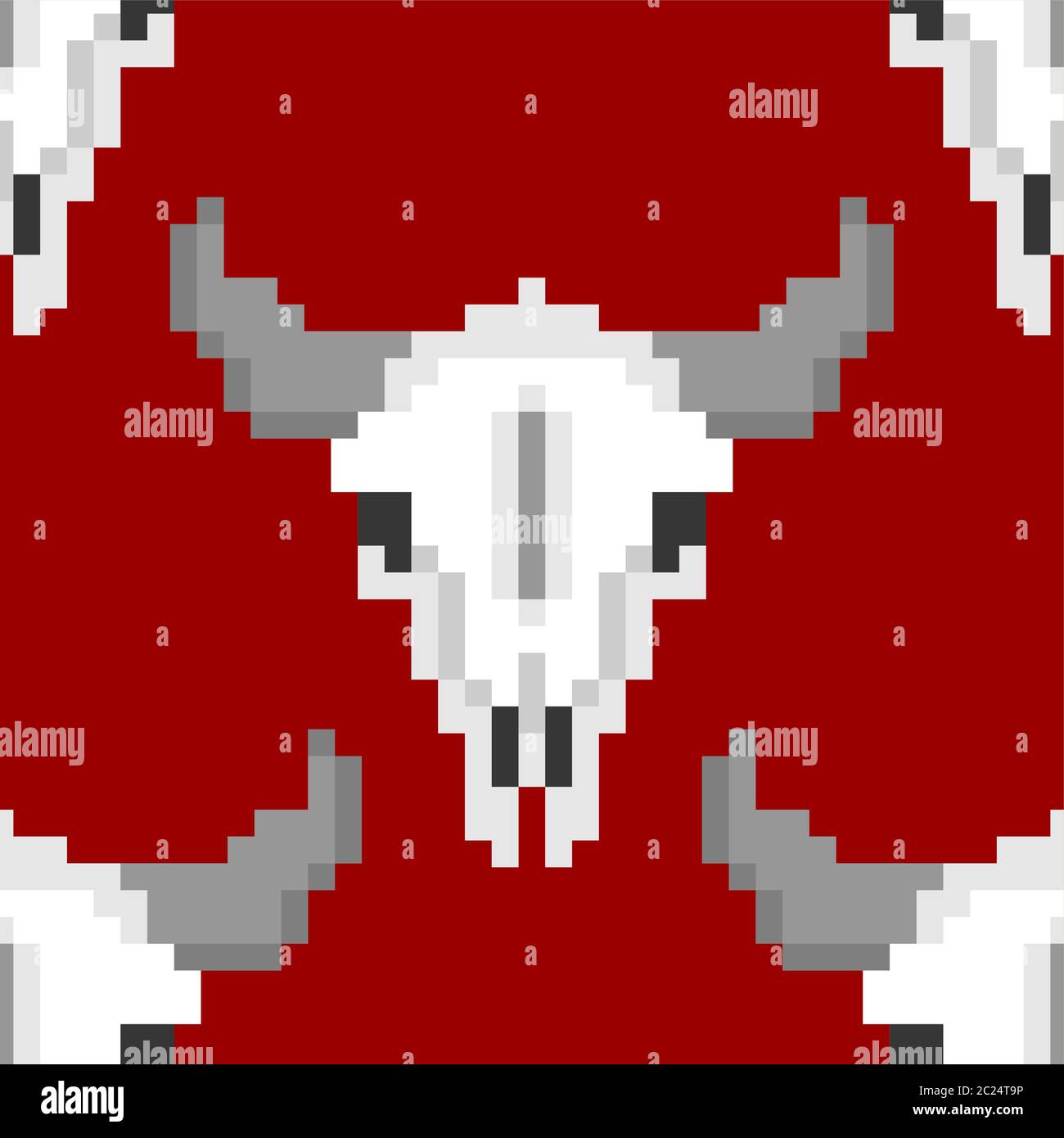 Skull cow pixel art pattern seamless. Skeleton head of bull 8 bit ...