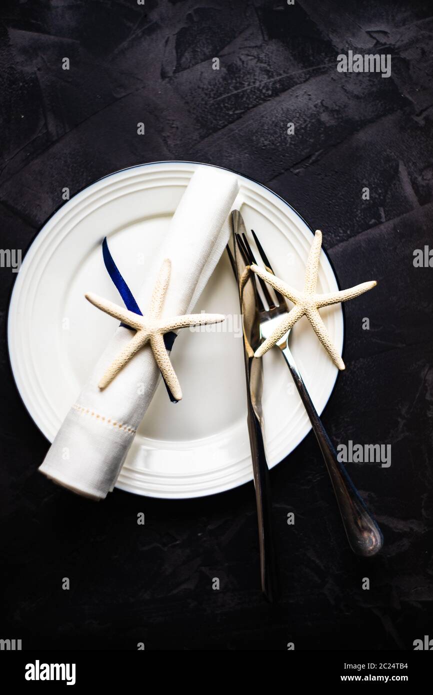 Summer marine table setting Stock Photo - Alamy