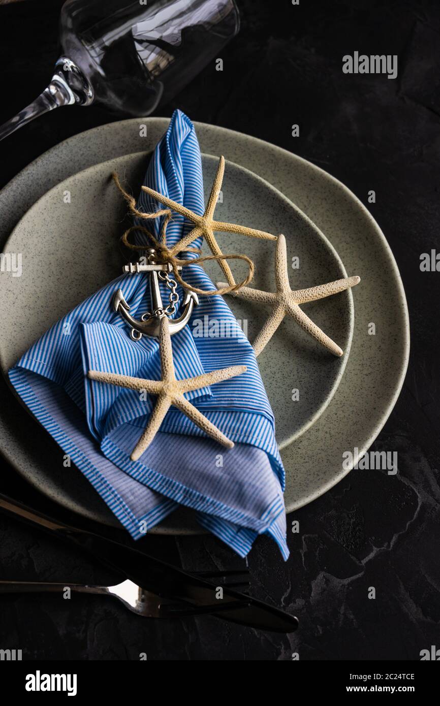 Summer marine table setting Stock Photo - Alamy