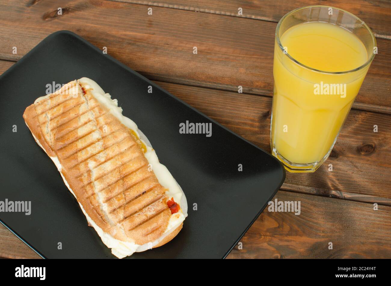 Panini sandwiches italien with paprica, cheese, eggs and ham Stock ...