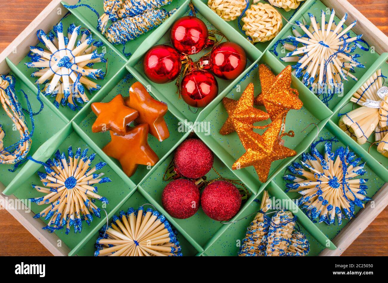 Christmas decorations - preparation for decorating christmas tree Stock ...