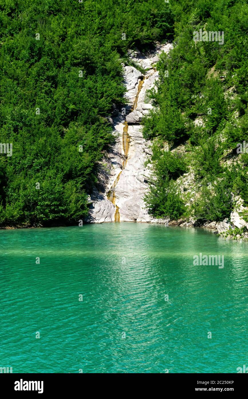Beautiful view of Koman Lake with mountains near Shkoder, Albania Stock ...