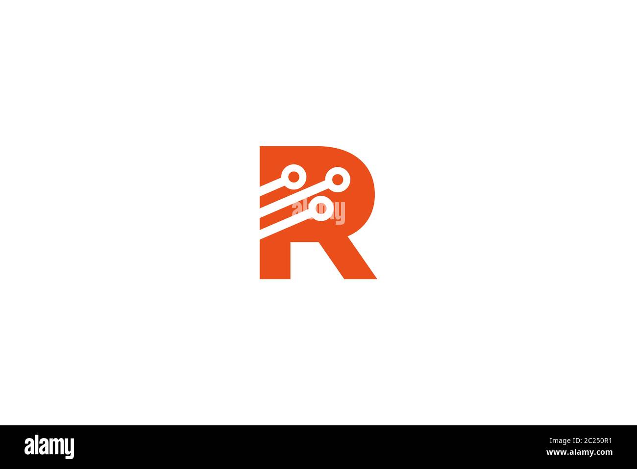 letter R high tech logo design . letter R with a network element ...