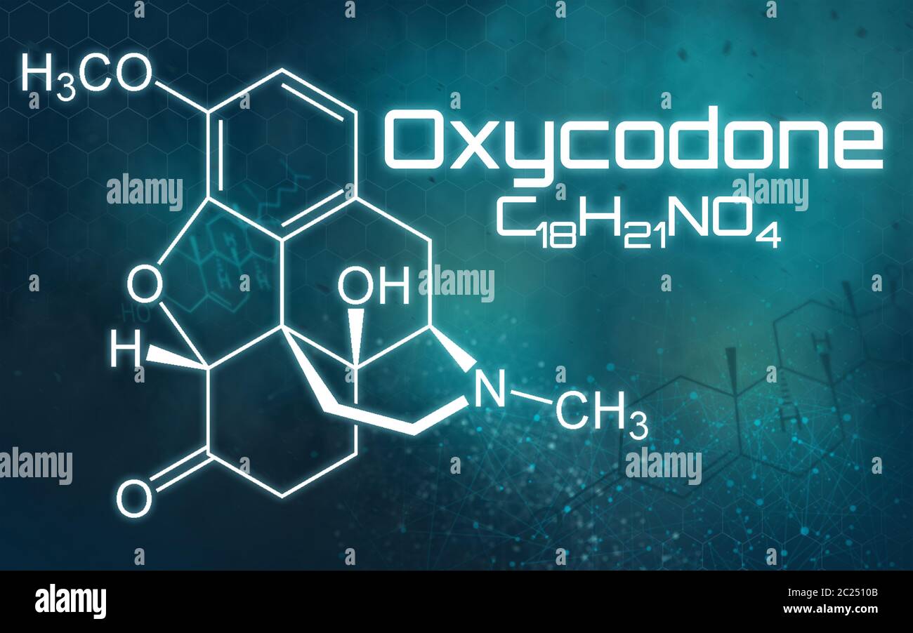 Chemical formula of Oxycodone on a futuristic background Stock Photo ...