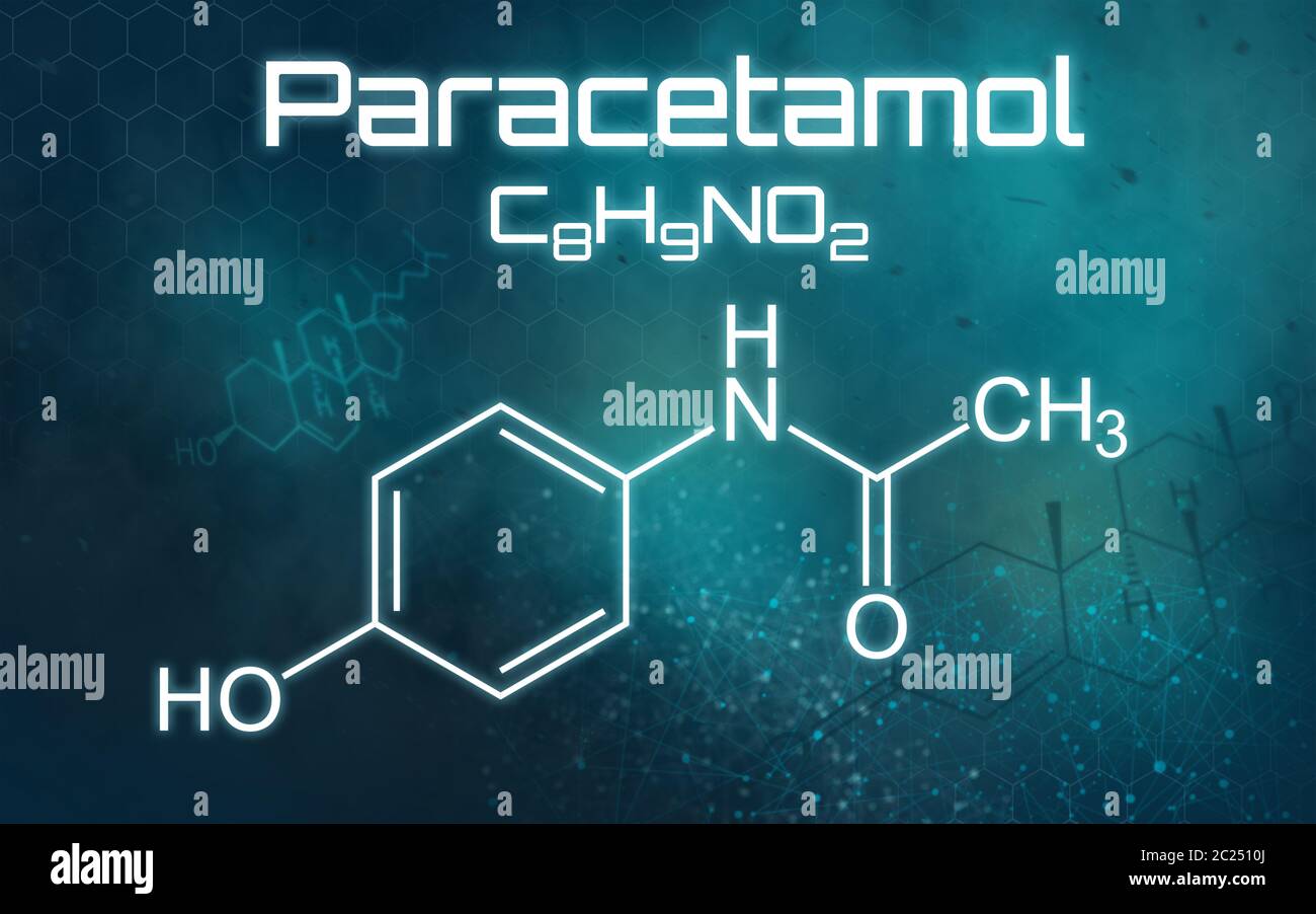 Chemical formula of Paracetamol on a futuristic background Stock Photo ...