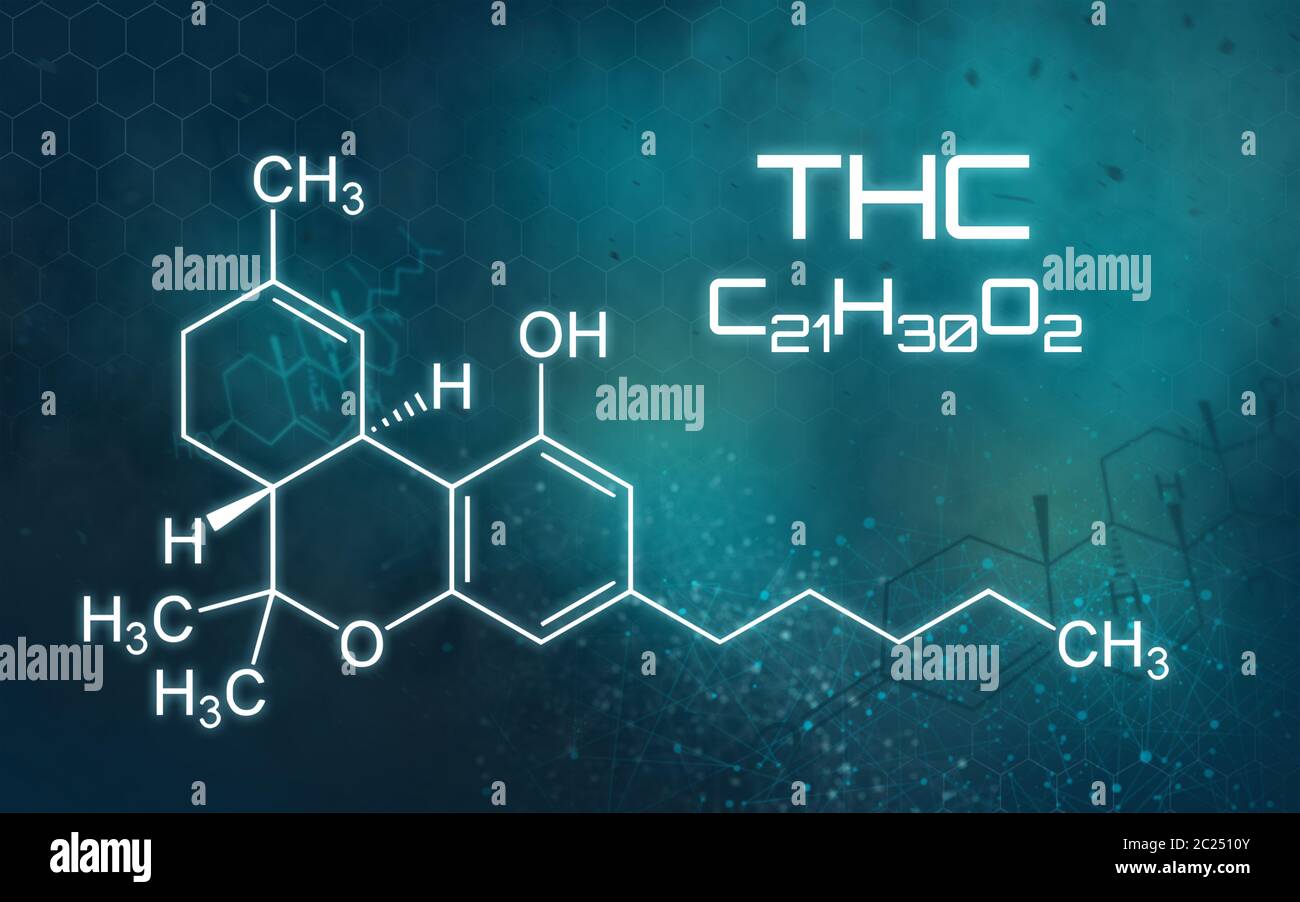 Chemical formula of THC on a futuristic background Stock Photo - Alamy
