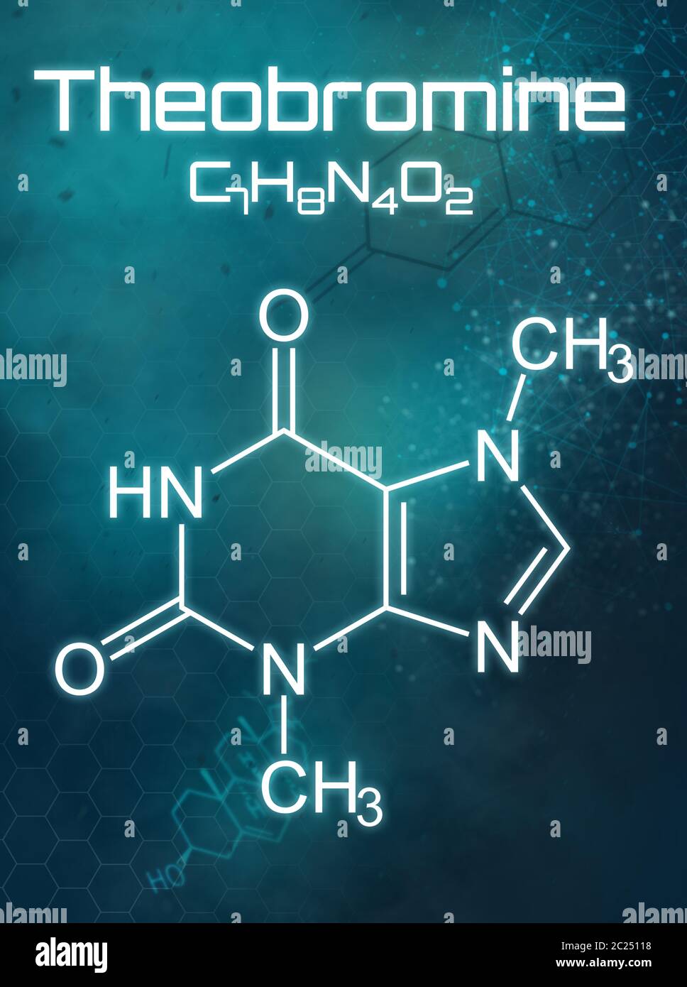 Chemical formula of Theobromine on a futuristic background Stock Photo ...