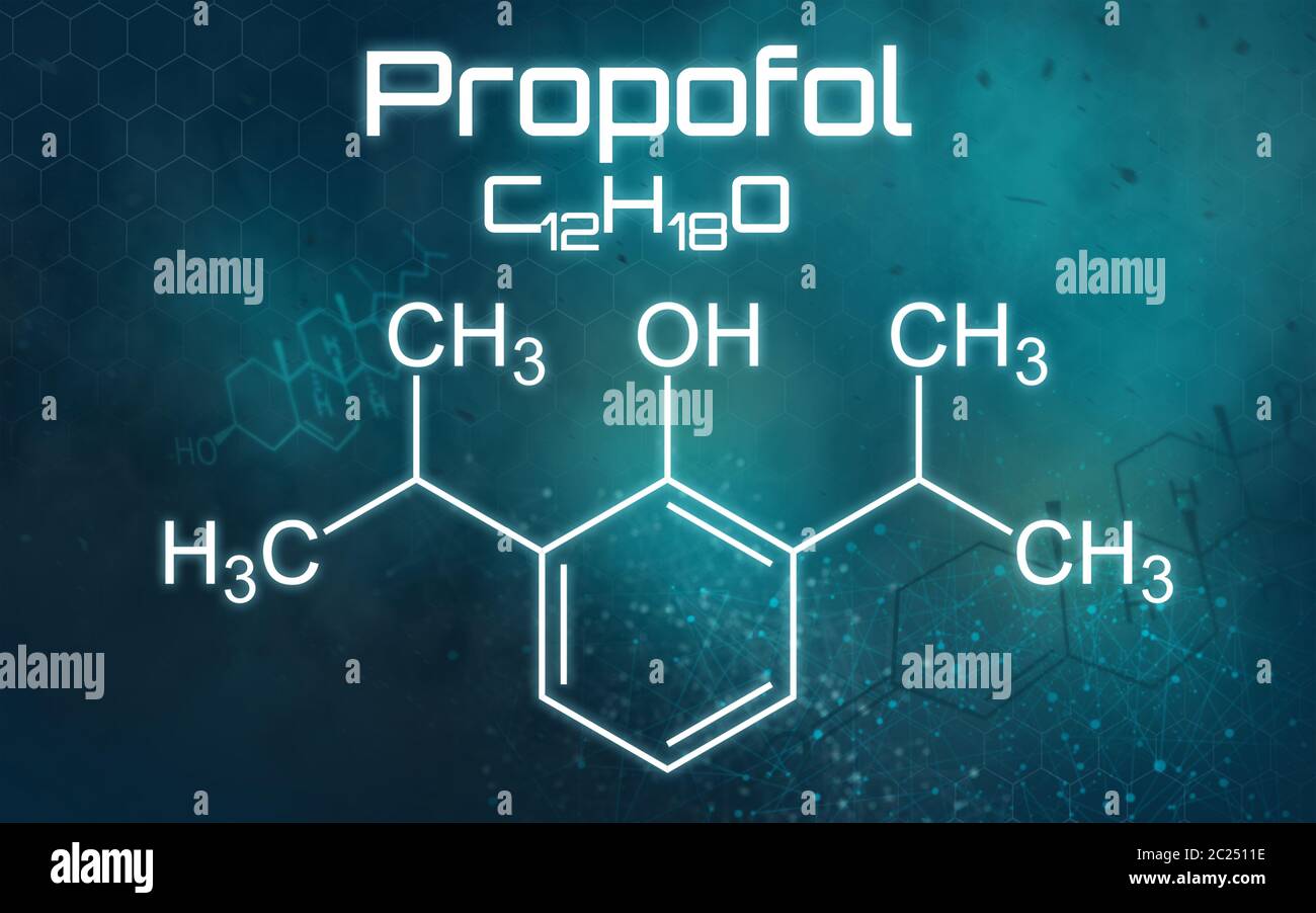 Chemical formula of Propofol on a futuristic background Stock Photo - Alamy