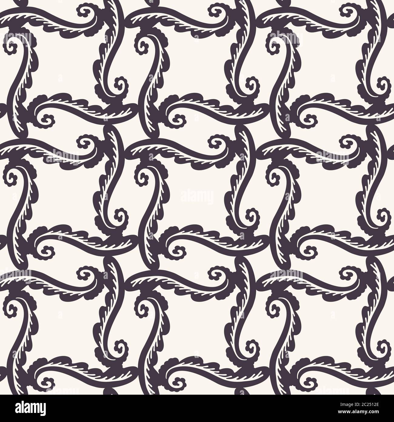 Hand Drawn Swirl Trellis Motif Seamless Pattern. Ornate Arabesque ...