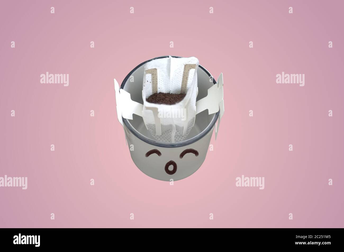 Cute facial emotion smile on a cup of coffee , Concept Refreshment and ...
