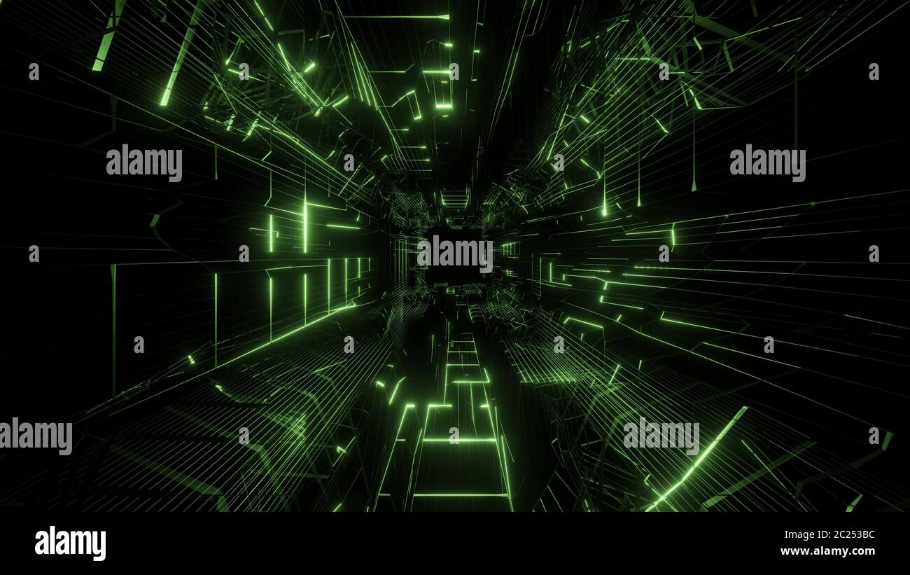 green wireframe design with nice reflection 3d rendering background ...