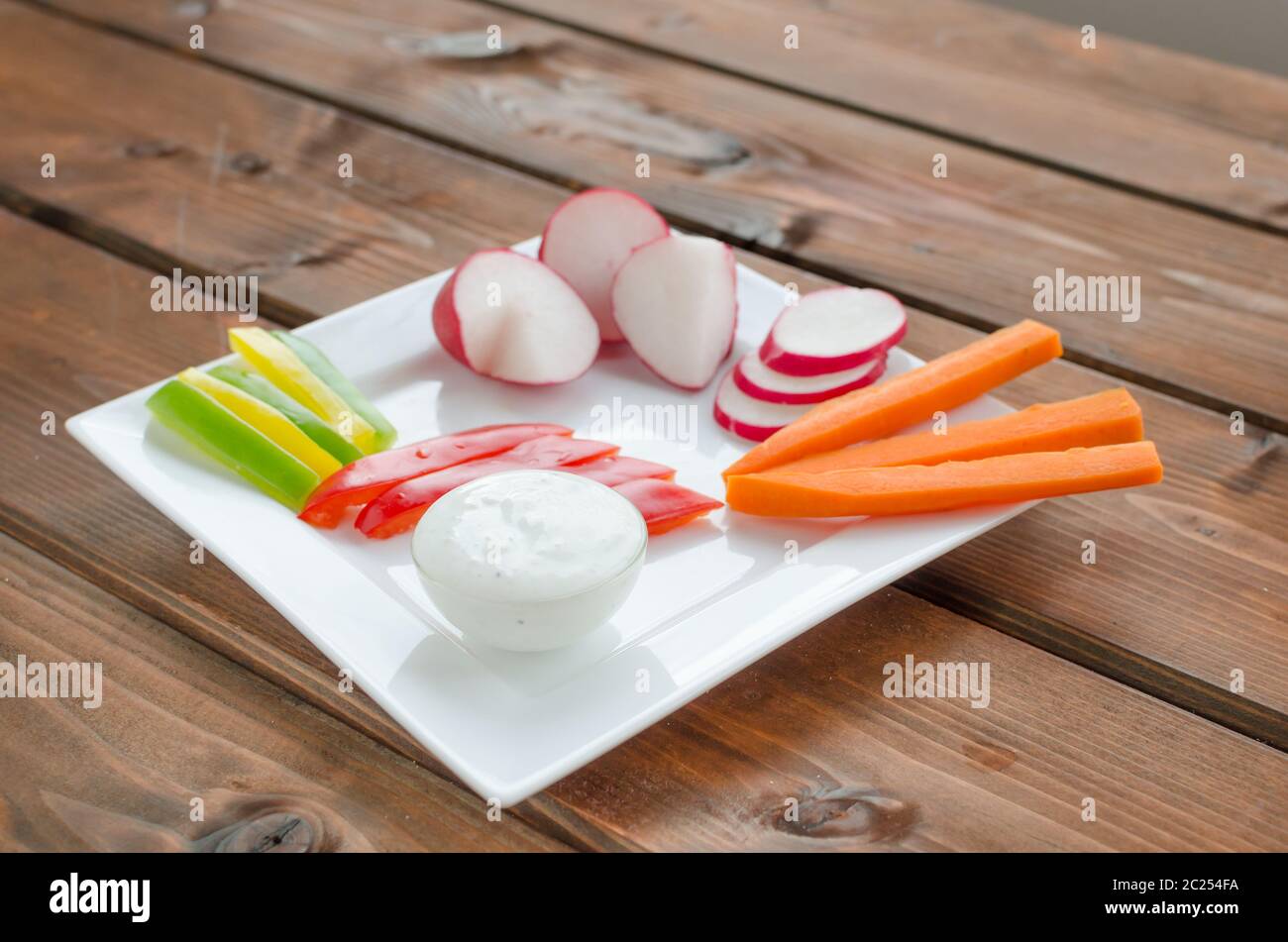 Crudites with blue cheese souce, cutted vegetable Stock Photo - Alamy