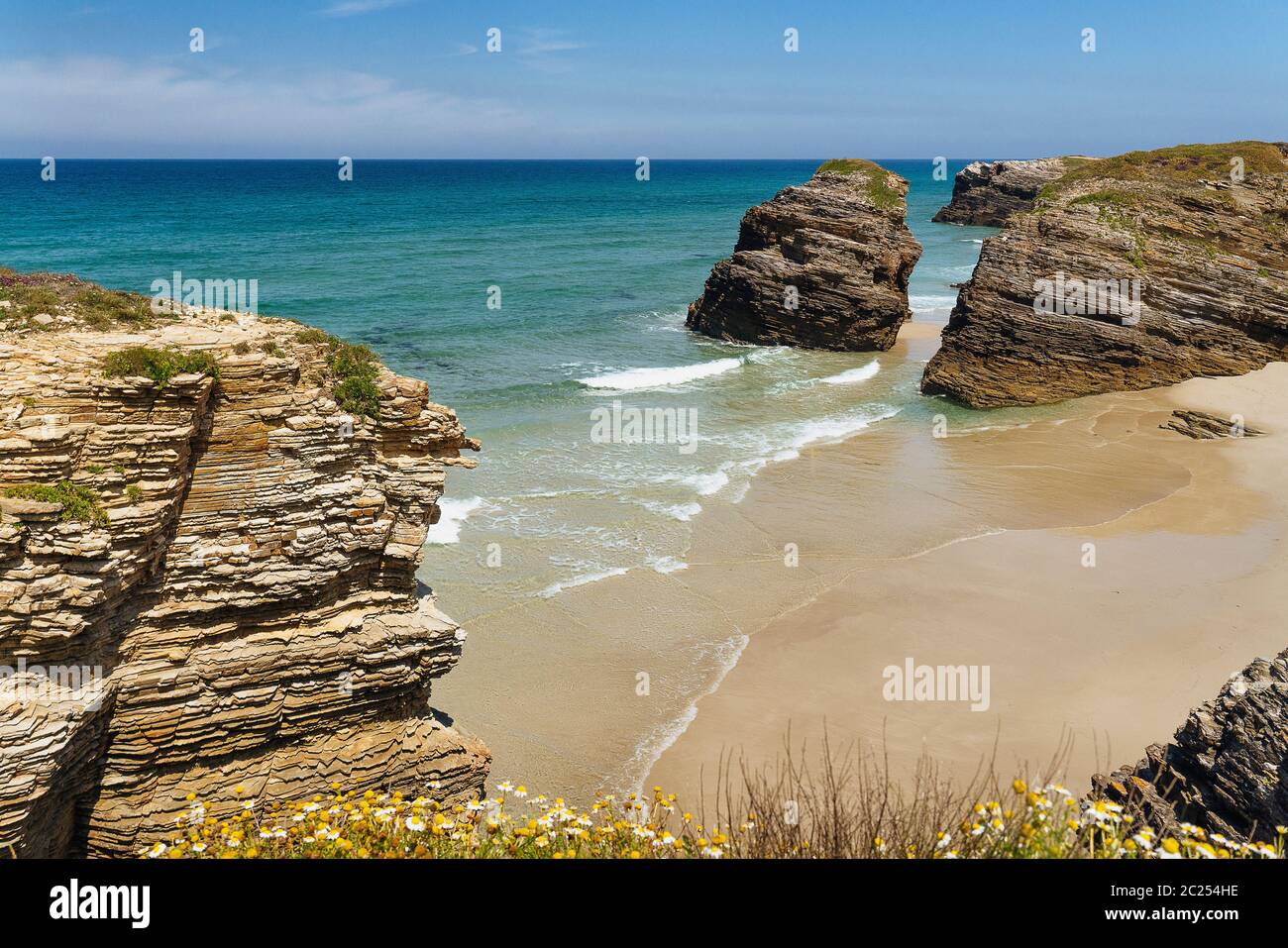 Panoramic view of Cathedrals beach in Galicia, Spain Stock Photo - Alamy