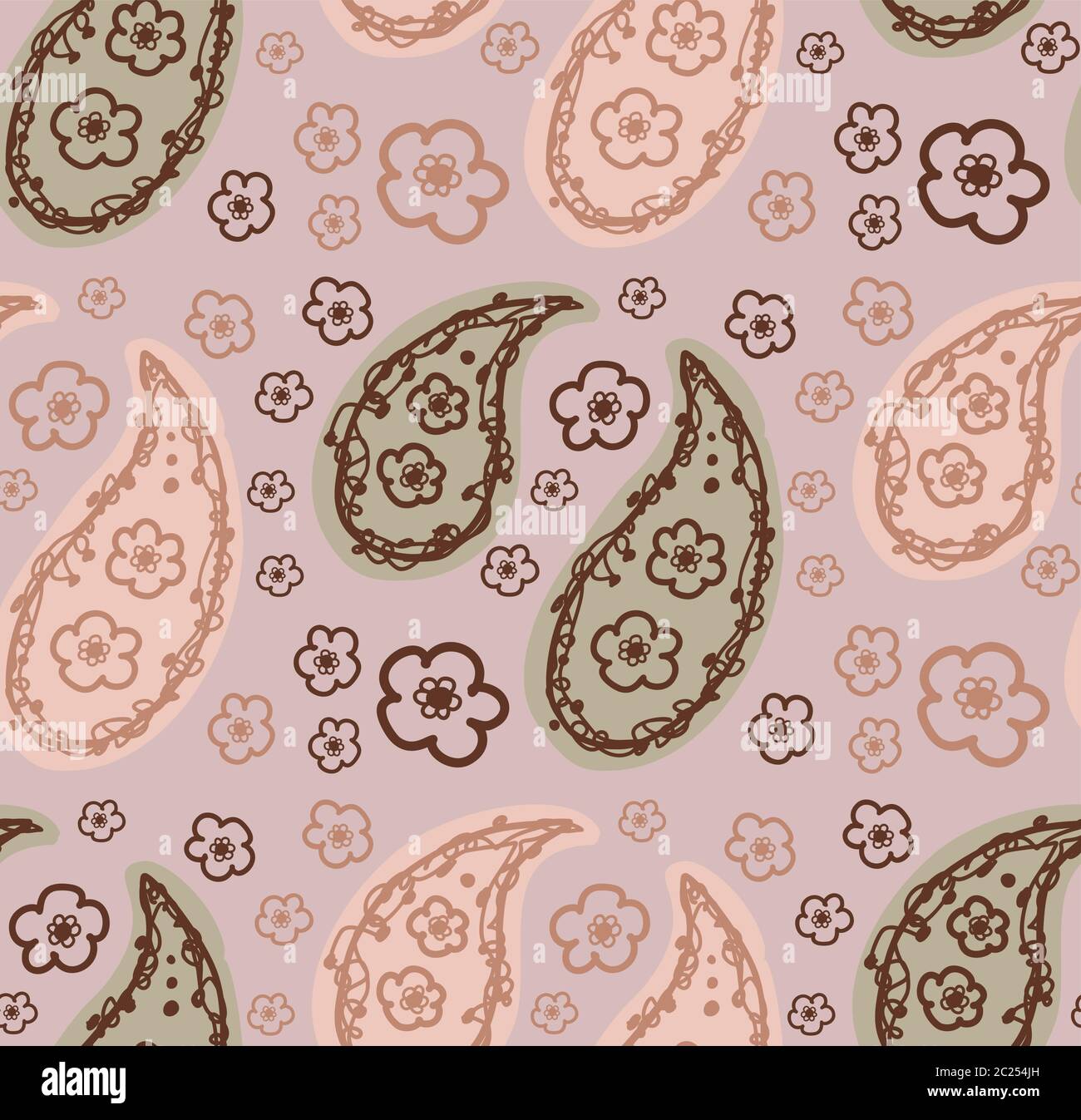 Hand Drawn Indiennne Buta Motif Vector Seamless Pattern. Ornate ...
