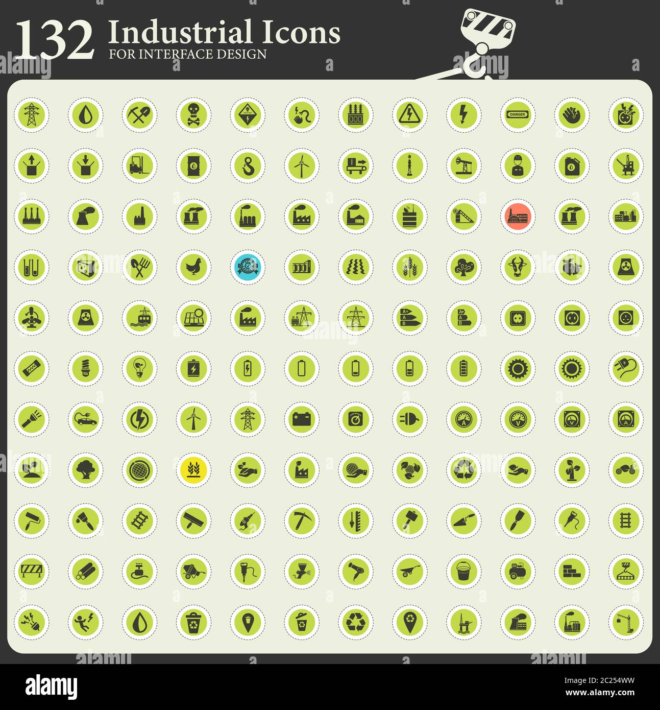 Industry and tools icon set. Round flat icons for interface design ...