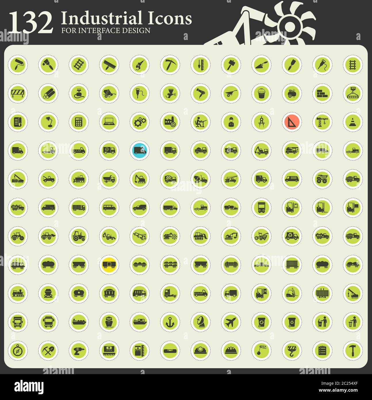 Industry and tools icon set. Round flat icons for interface design ...