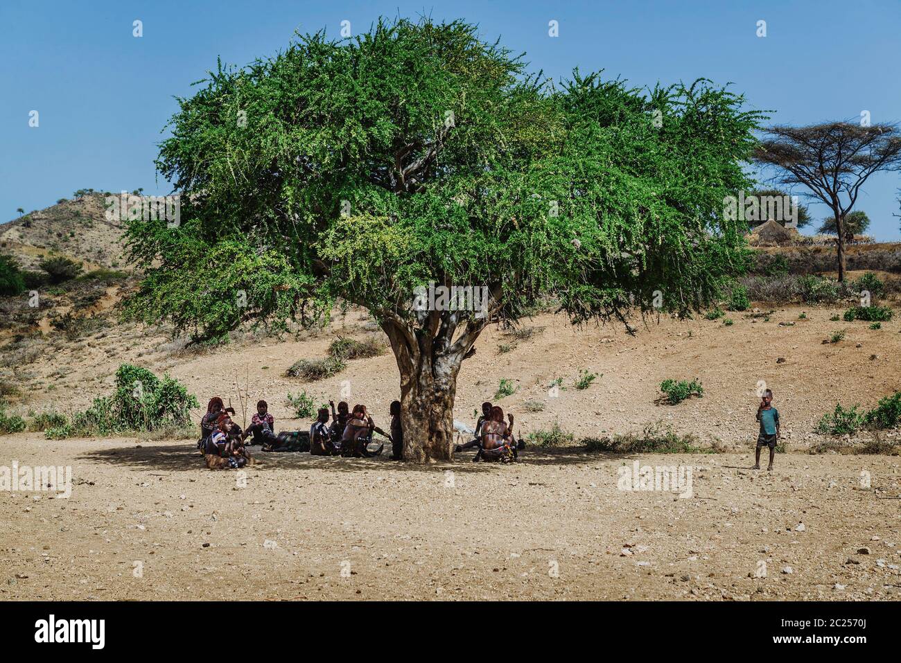 OMO VALLEY, ETHIOPIA - AUGUST 07 2018: The Bull Jumping Ceremony by the ...