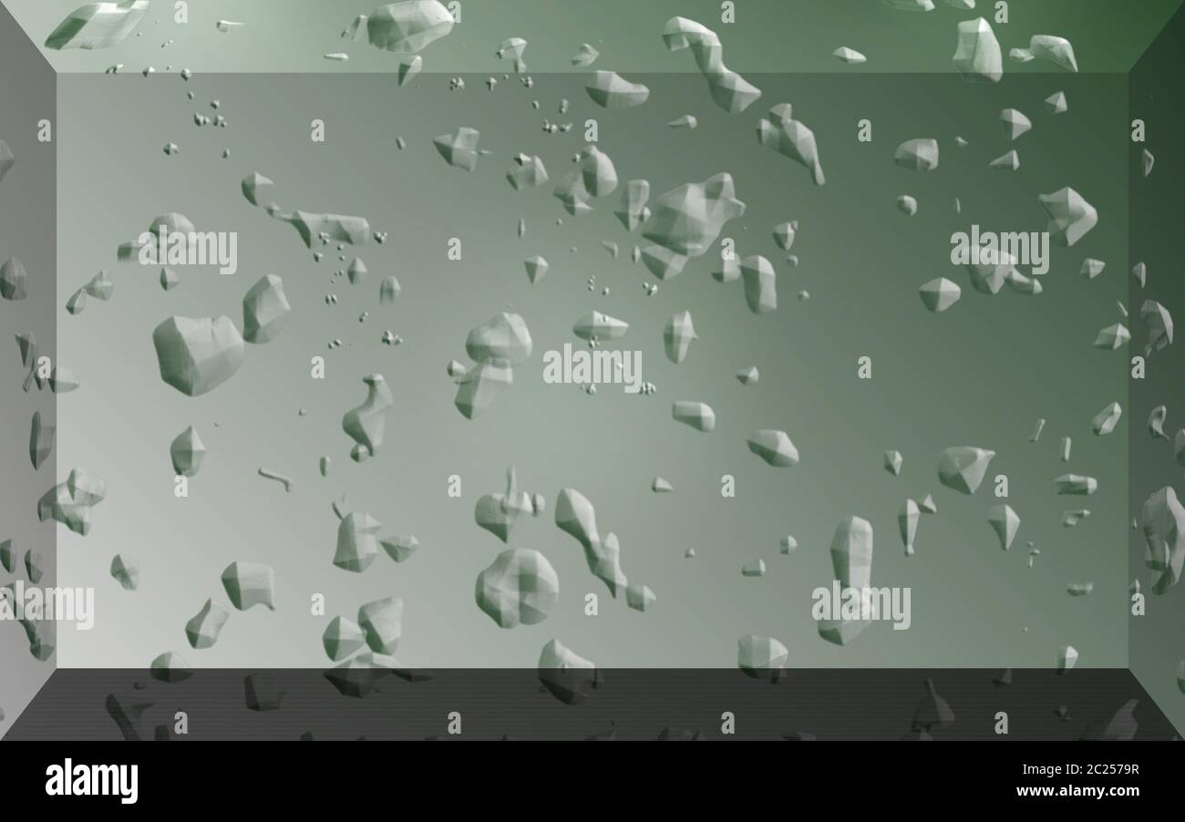 3D block effect of transparent glass with effect of particles suspended ...