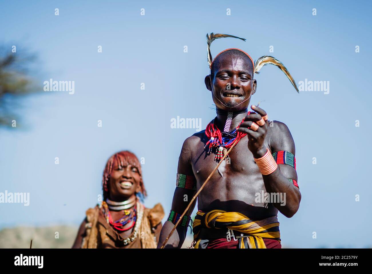 OMO VALLEY, ETHIOPIA - AUGUST 07 2018: The Bull Jumping Ceremony by the ...