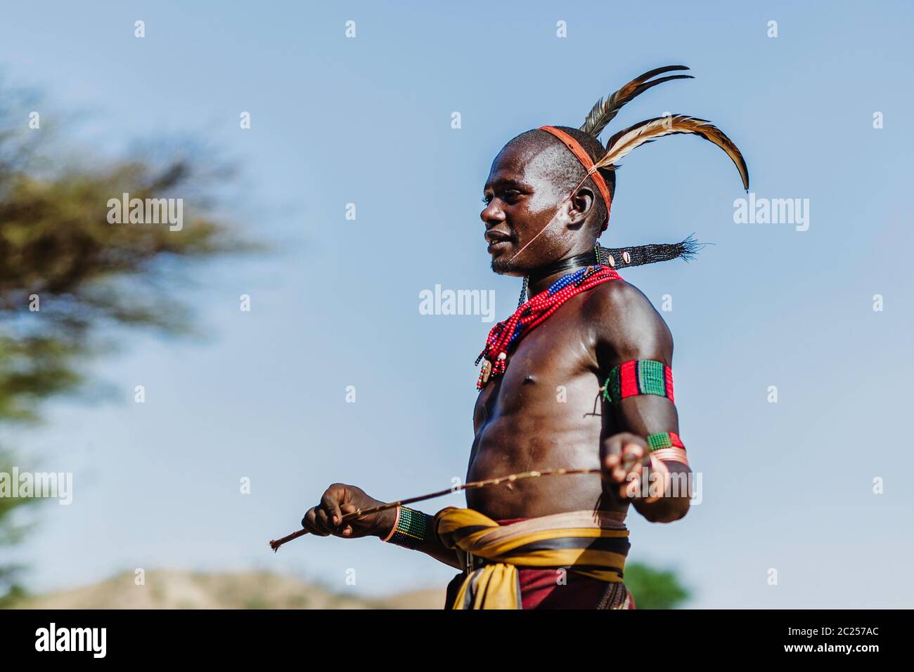 OMO VALLEY, ETHIOPIA - AUGUST 07 2018: The Bull Jumping Ceremony by the ...