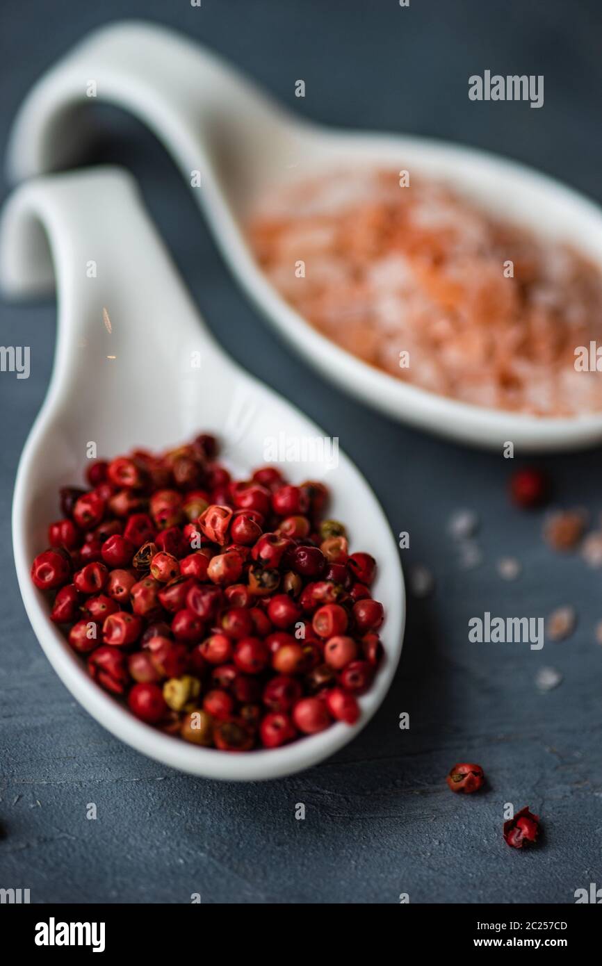 Spice concept with salt and pepper Stock Photo - Alamy