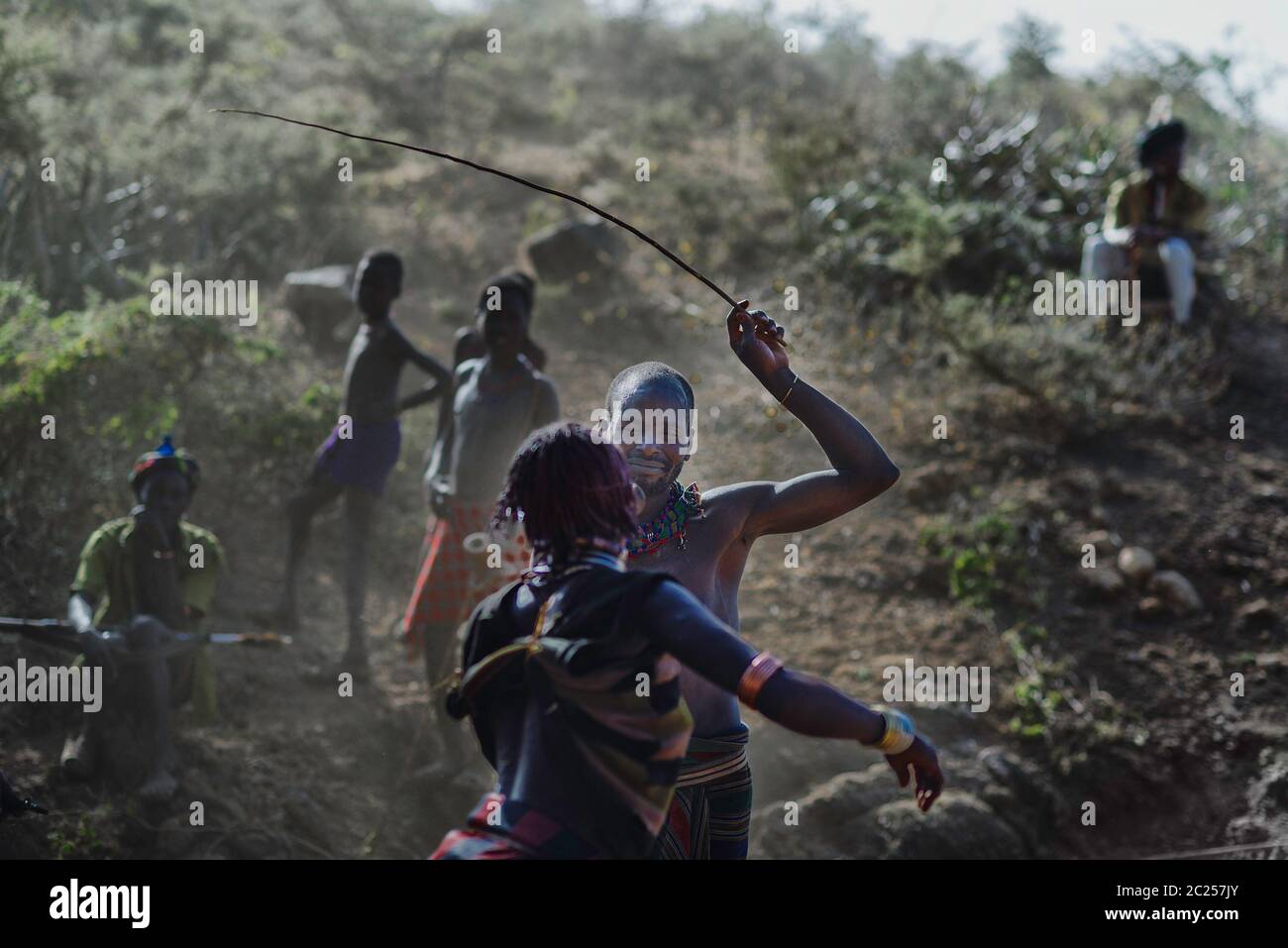 OMO VALLEY, ETHIOPIA - AUGUST 07 2018: The Bull Jumping Ceremony by the ...
