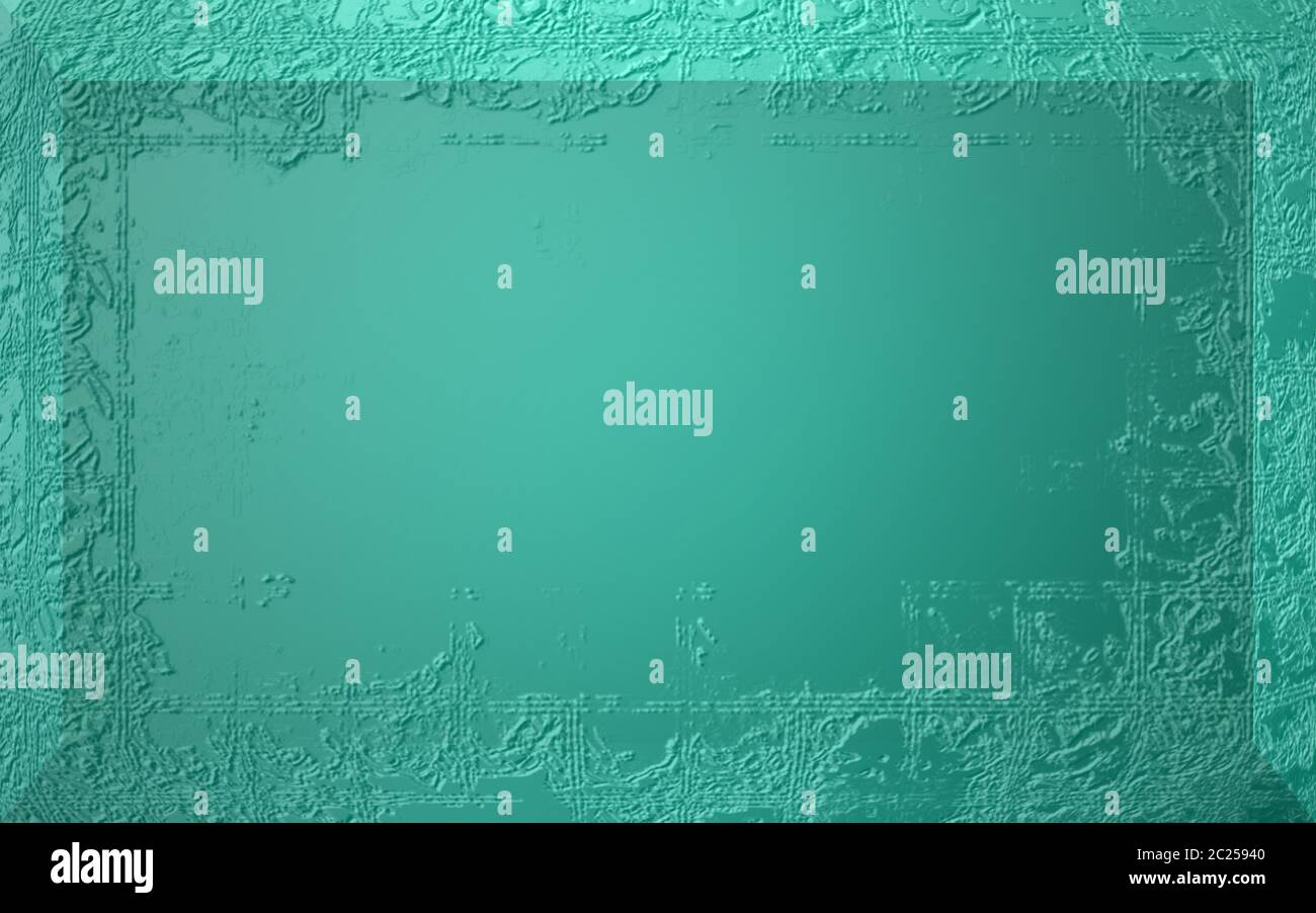 3D grunge background in teal with textured border of glass block effect ...