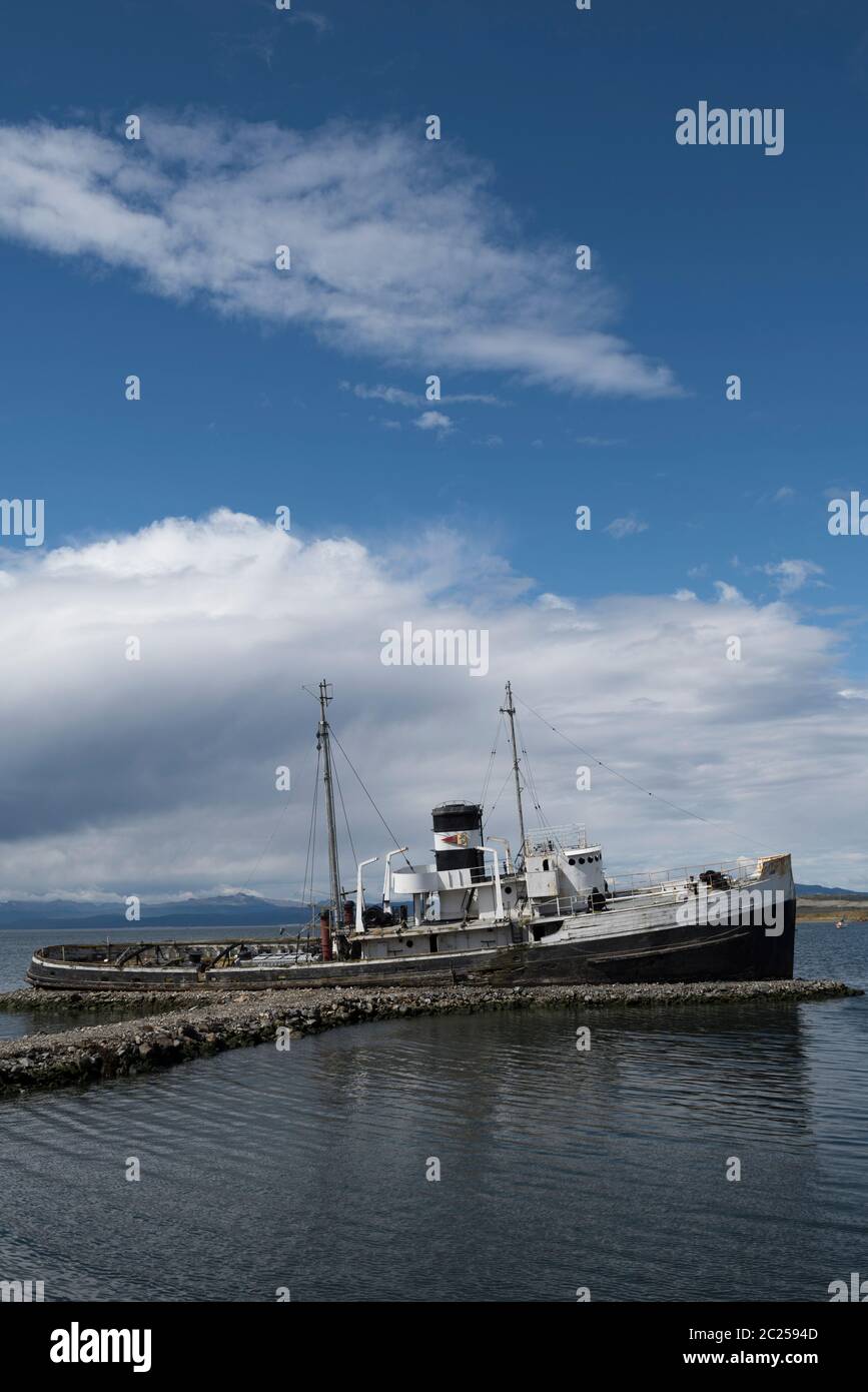 Ushuaia, Argentina. The grounded rescue tug St Christopher, formerly ...