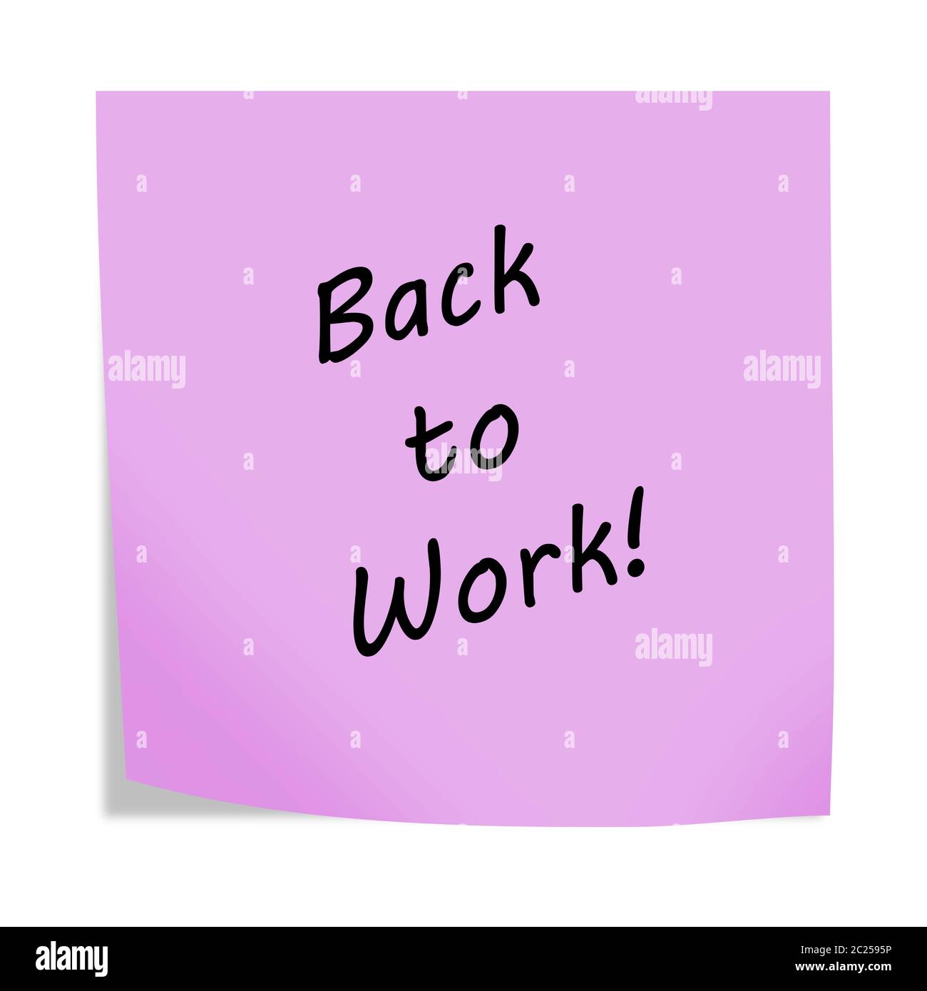 Back to work reminder post note isolated on white with clipping path ...