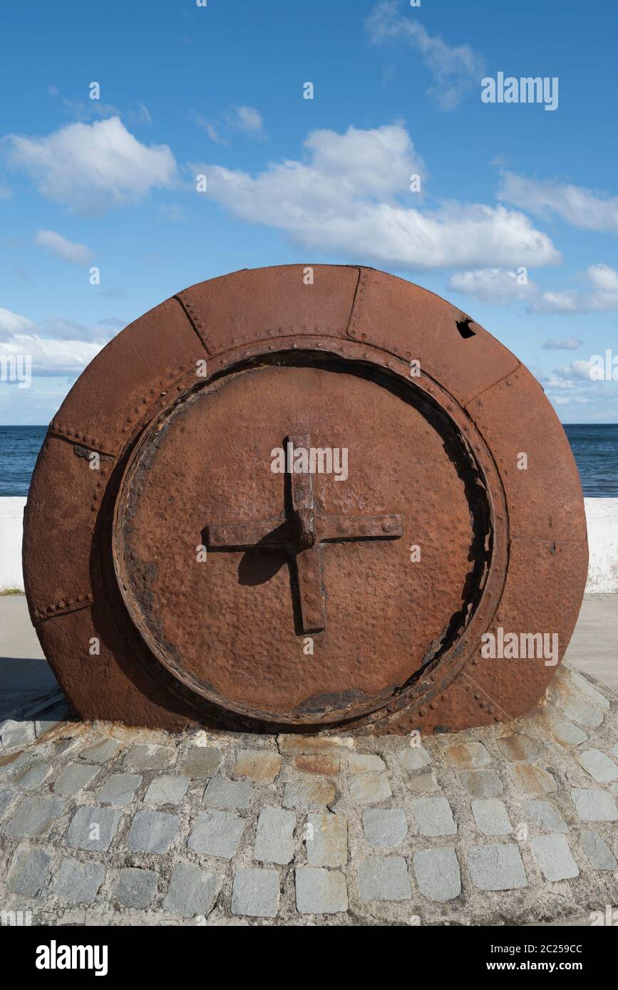 Modern Art sculpture on the historic waterfront of Punta Arenas, Chile ...