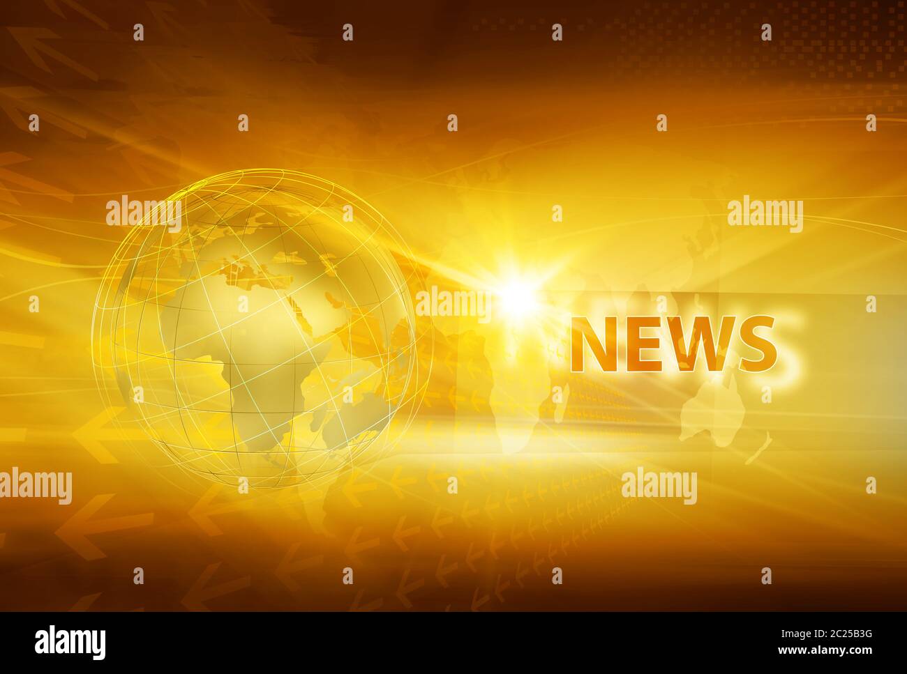 Graphical News Background with World Map and Eart Globe Stock Photo - Alamy