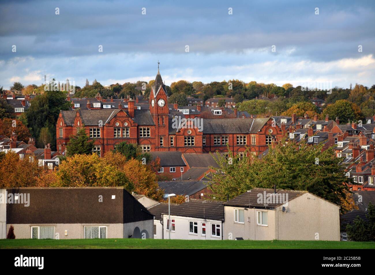 panoramic view of the woodhouse area of leeds showing streets housing ...