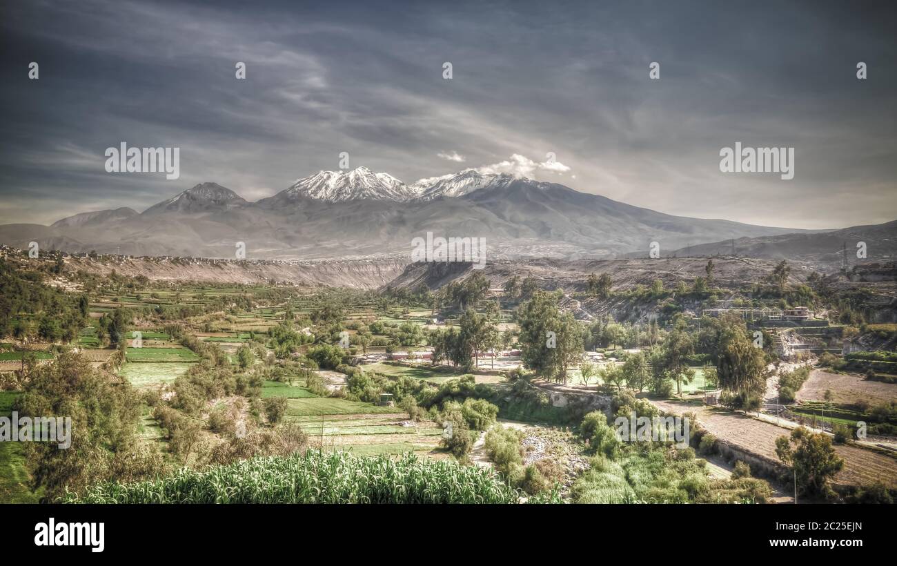 Panoramic view to Chachani mountain and Arequipa city from Yanahuara ...