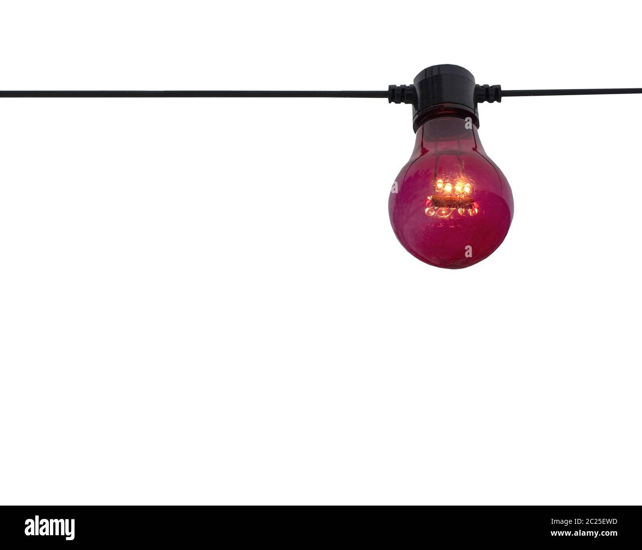 Red color lightbulb on string isolated Stock Photo - Alamy