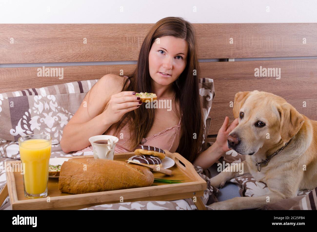 Dog Eating Breakfast