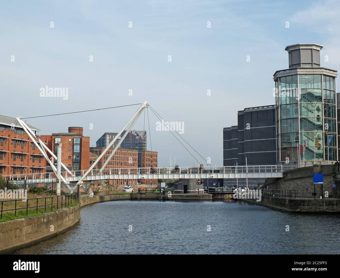 knights bridge crossing the river aire in leeds with surrounding ...