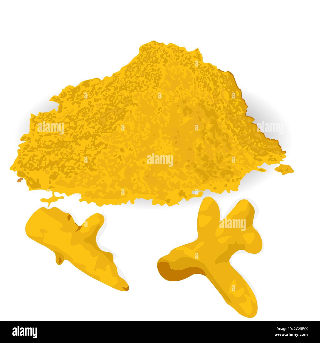 Turmeric roots and powder vector illustration Stock Photo - Alamy