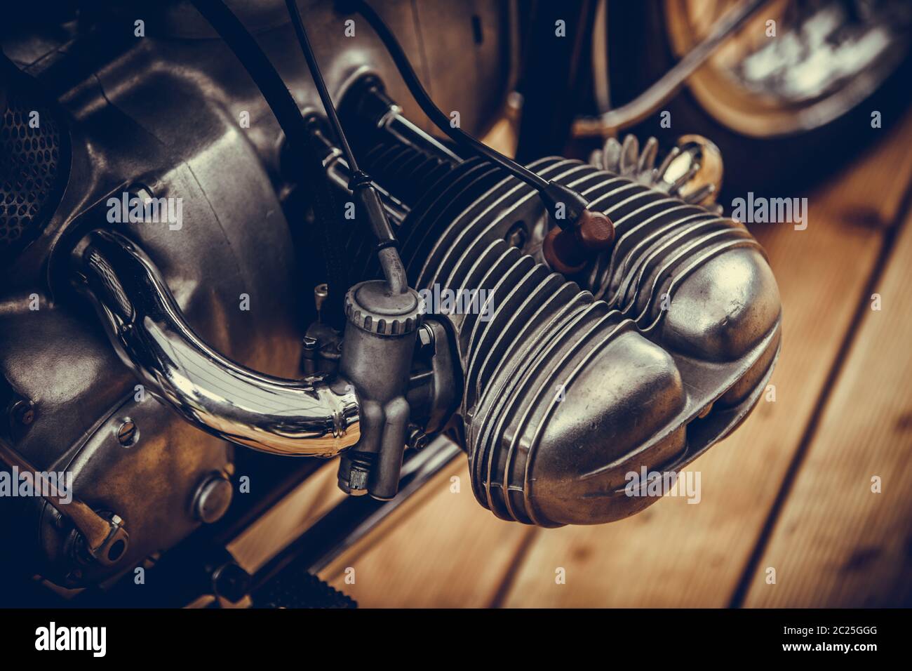 Color detail of a vintage motorcycle boxer engine Stock Photo - Alamy