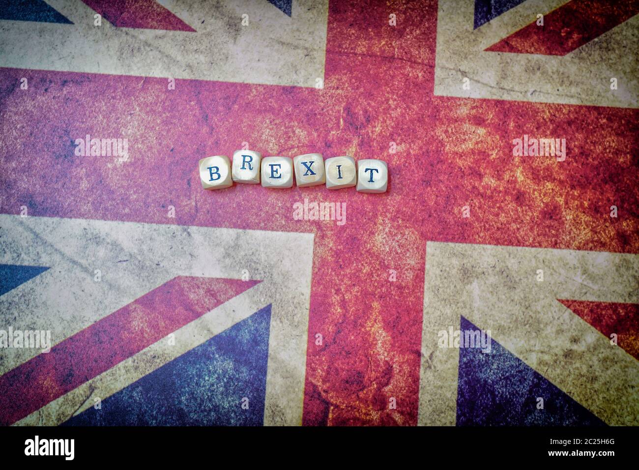 Brexit letter cube on Union Jack Stock Photo - Alamy