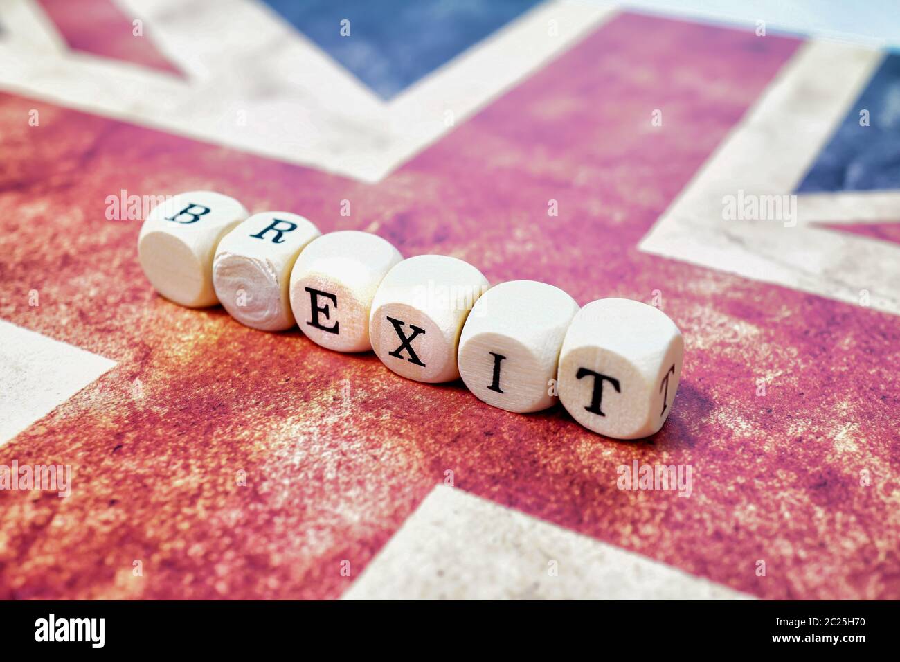 Brexit letter cube on Union Jack Stock Photo - Alamy