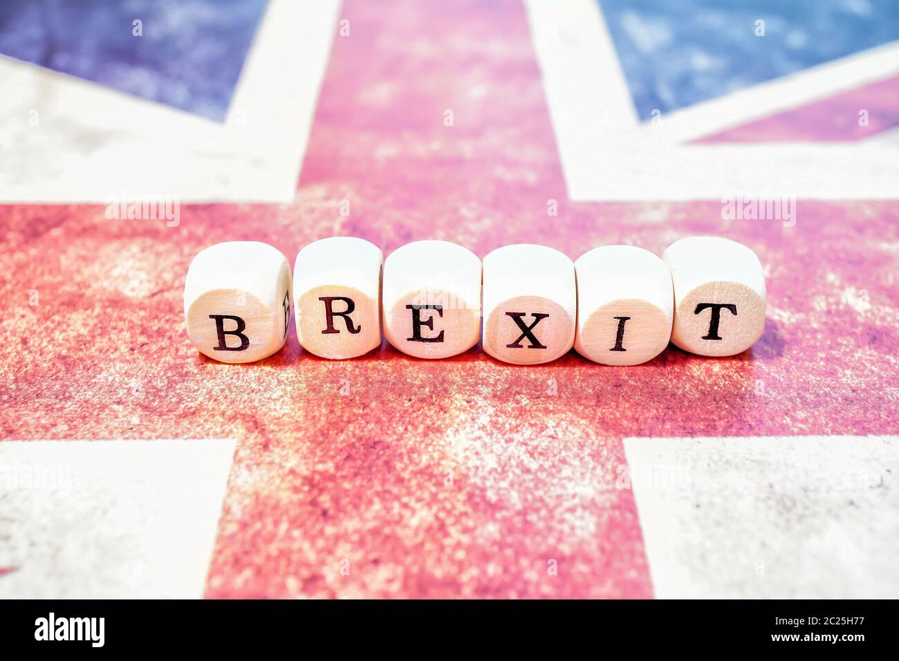 Brexit letter cube on Union Jack Stock Photo - Alamy